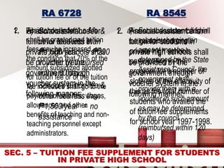 Levie M. Discaya - Comparative Analysis of R.A. 6728 and R.A.8545 | PPTX