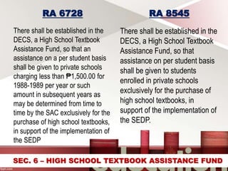 Levie M. Discaya - Comparative Analysis of R.A. 6728 and R.A.8545 | PPTX