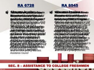 Levie M. Discaya - Comparative Analysis of R.A. 6728 and R.A.8545 | PPTX