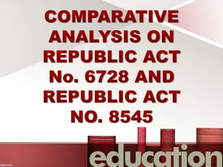 Levie M. Discaya - Comparative Analysis of R.A. 6728 and R.A.8545 | PPTX