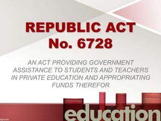 Levie M. Discaya - Comparative Analysis of R.A. 6728 and R.A.8545 | PPTX