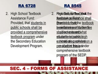 Levie M. Discaya - Comparative Analysis of R.A. 6728 and R.A.8545 | PPTX