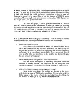 Law On Obligations and Contracts (midterm exam) | DOCX