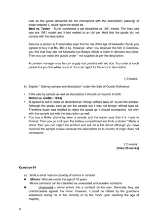 Law model paper with answers | DOC