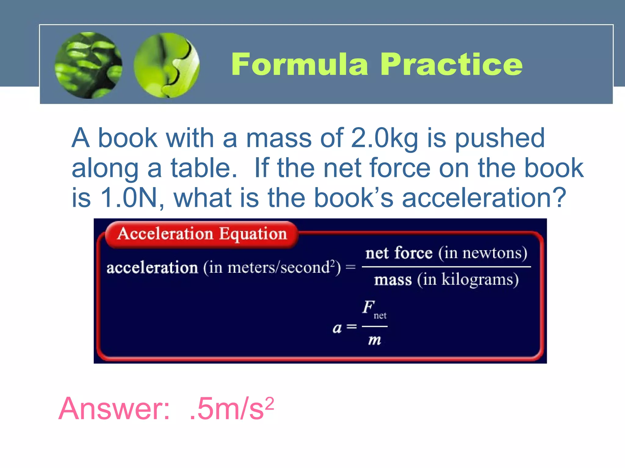 Law of acceleration | PPT