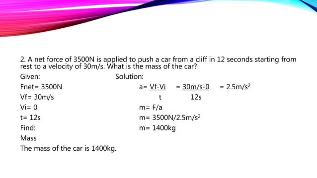 Law of acceleration | PPTX | Physics | Science