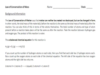 Law of conservation of mass | PPTX