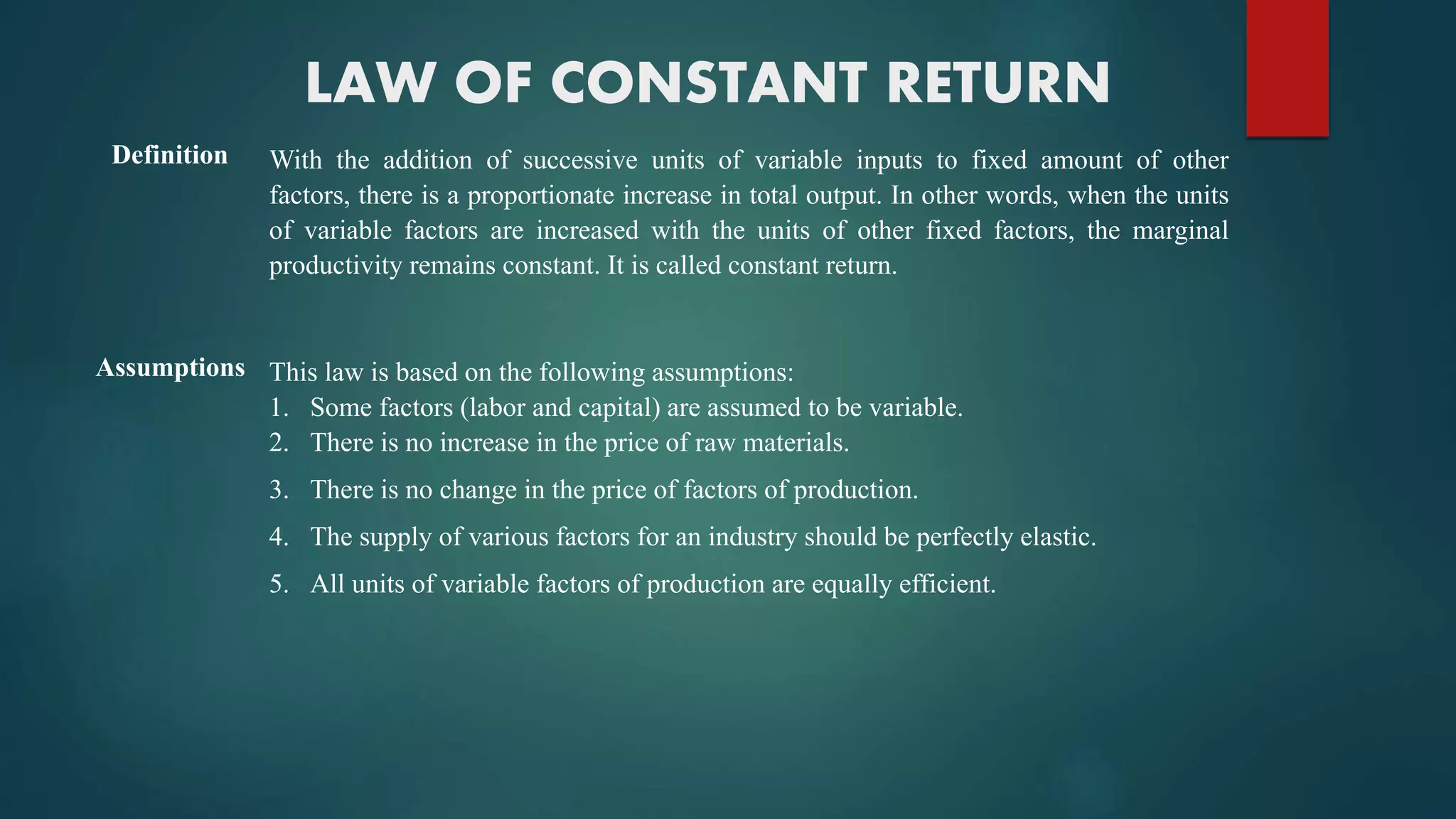 Law of constant returns | PPTX