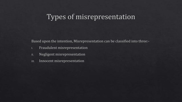 Misrepresentation In Law Of Contract Ppt