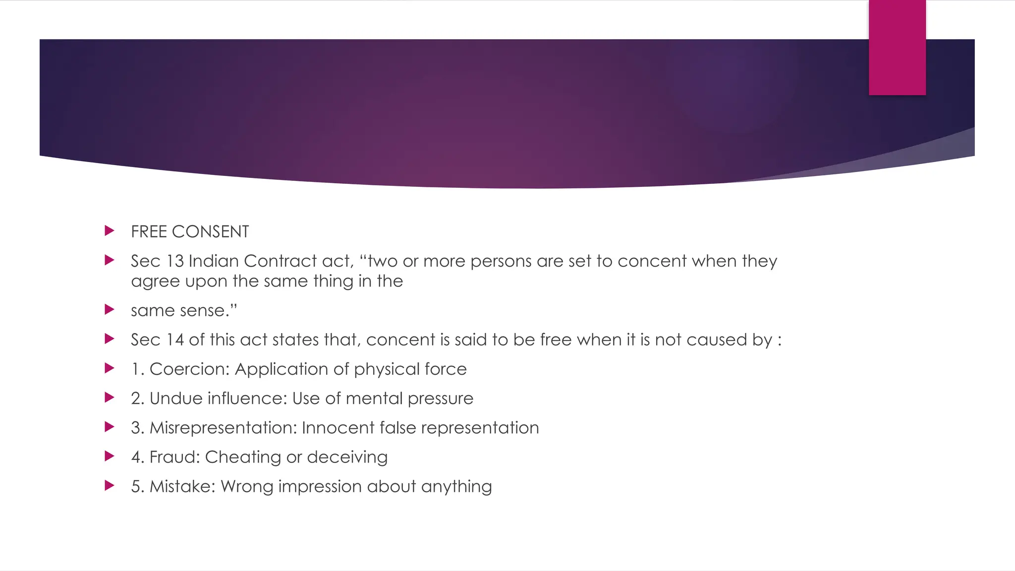 contract free consent unit 2 law of contract pptx | PPTX