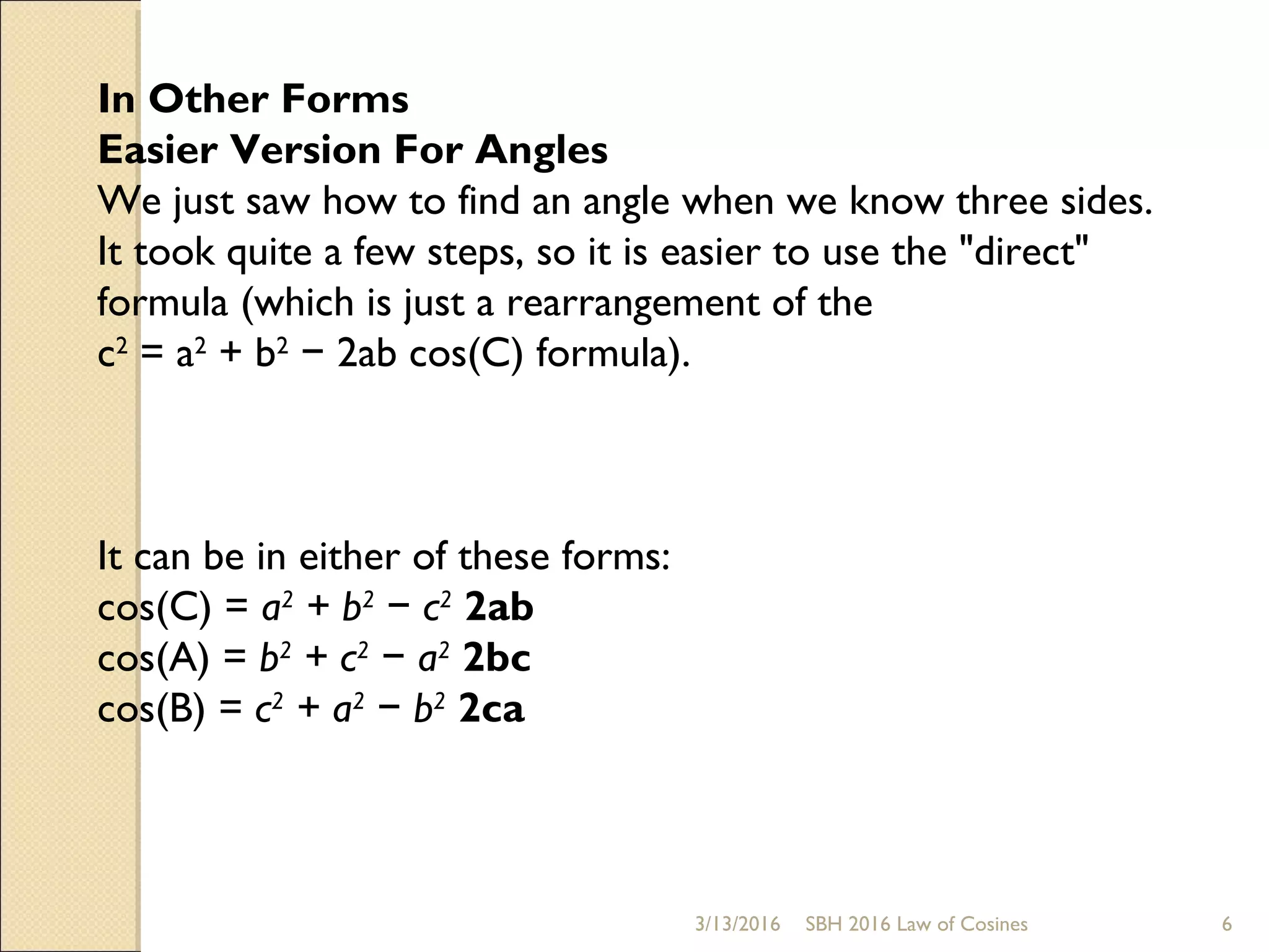 Law of Cosines | PPT