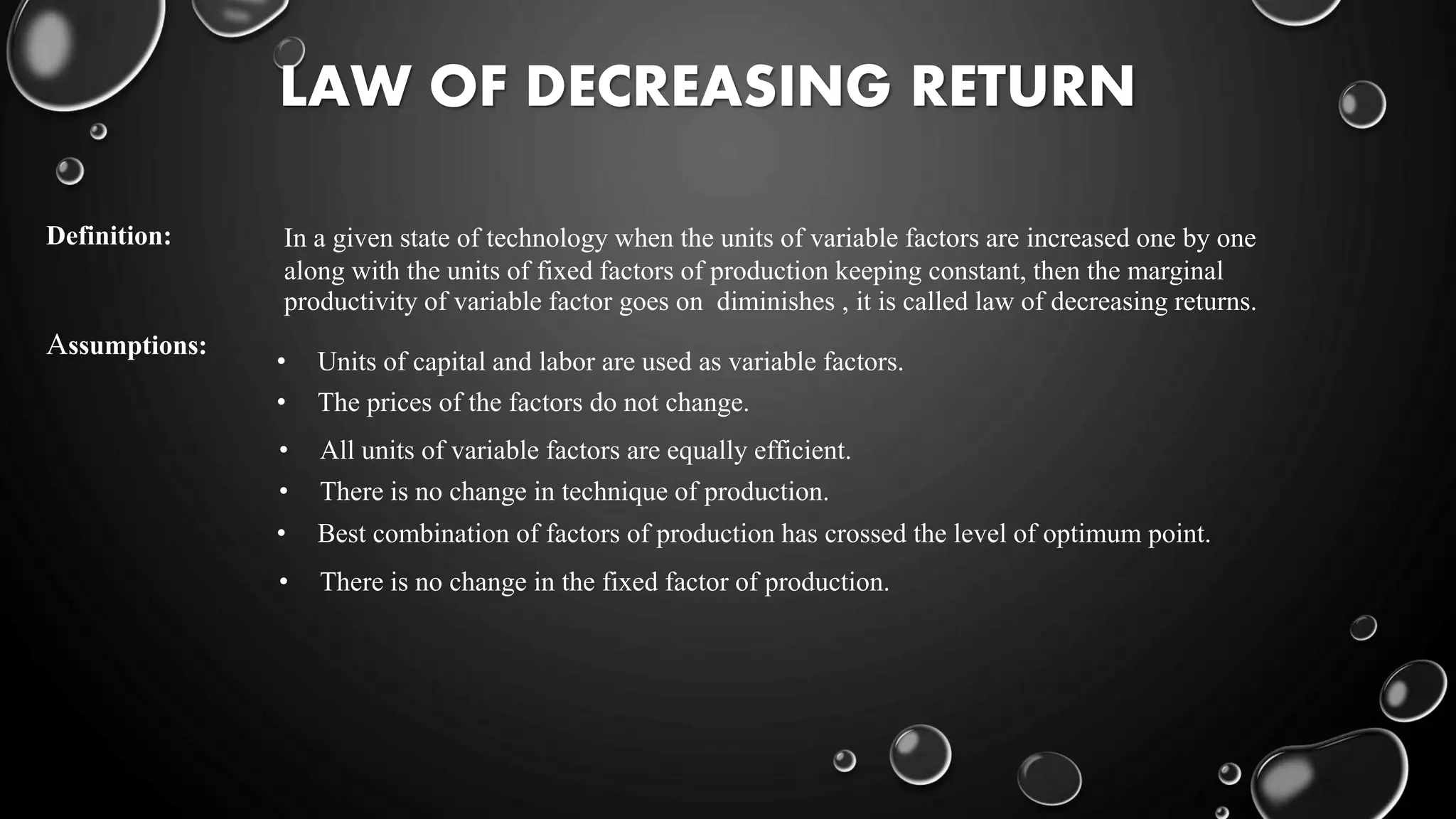 Law of decreasing return | PPTX