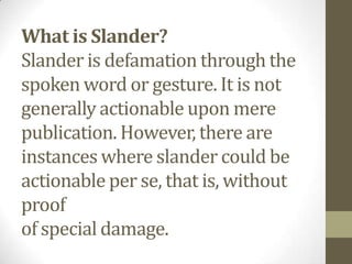 Law of defamation | PPT