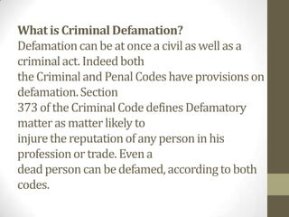 Law of defamation | PPT