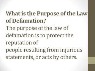 Law of defamation | PPT