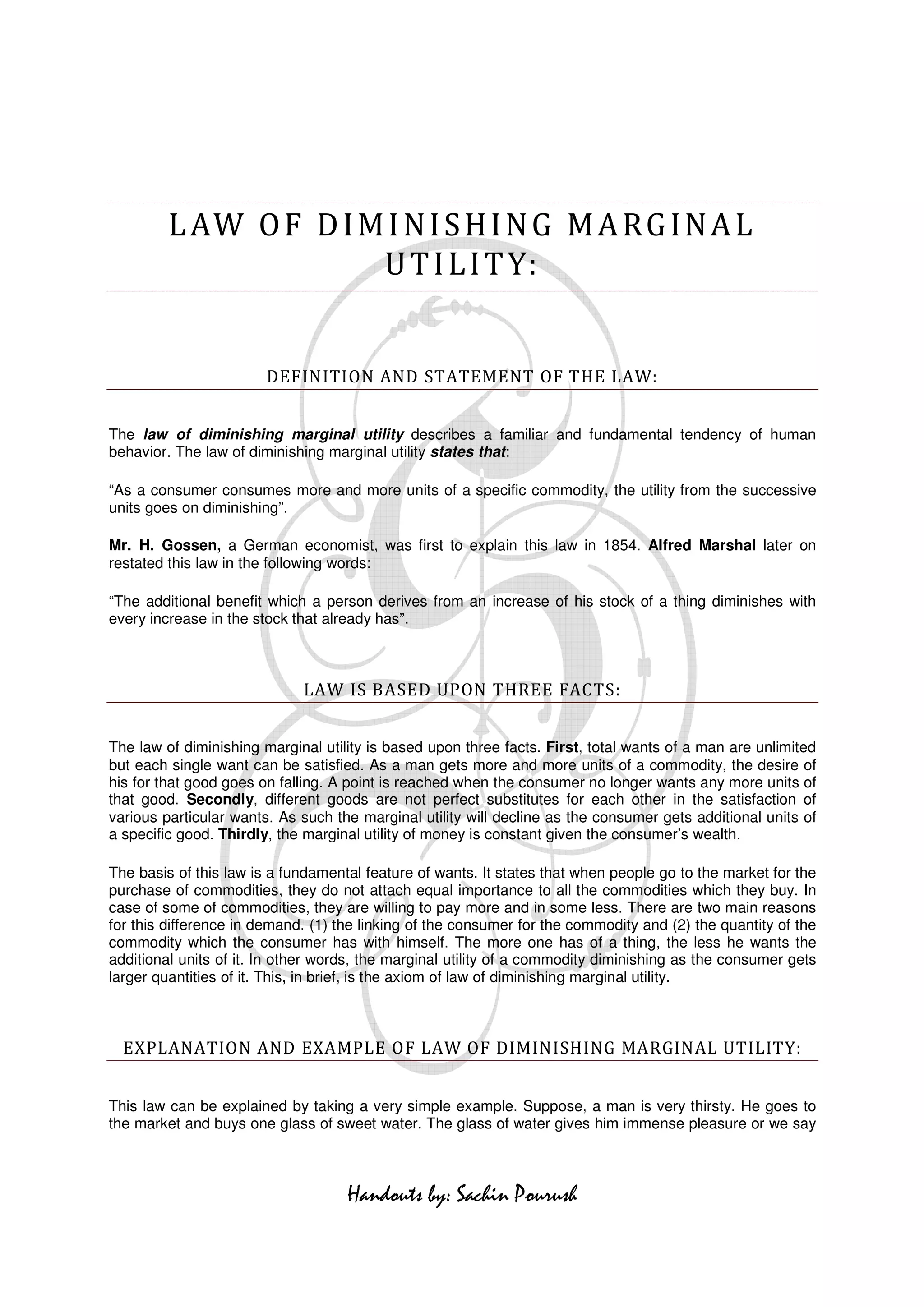 Law of diminishing marginal utility | PDF