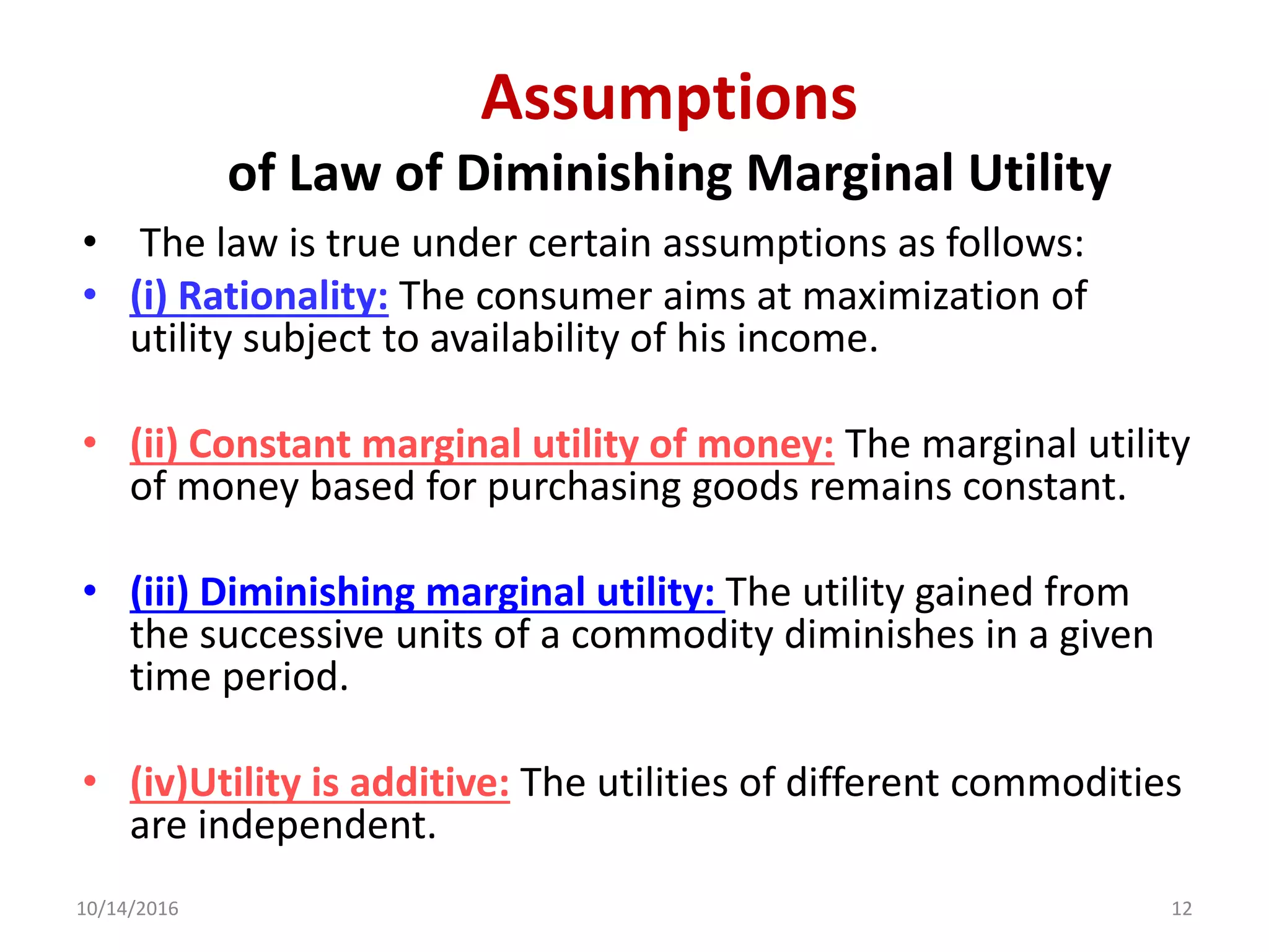 Law of diminishing marginal utility | PPTX