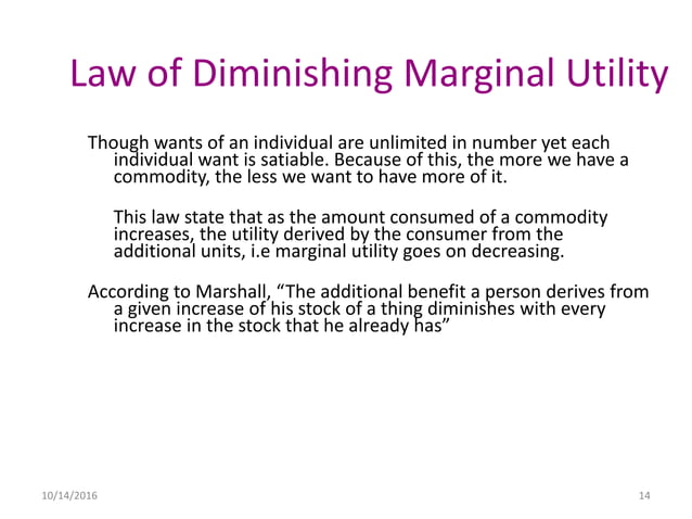 Law of diminishing marginal utility | PPTX