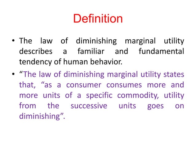 Law of diminishing marginal utility | PPT