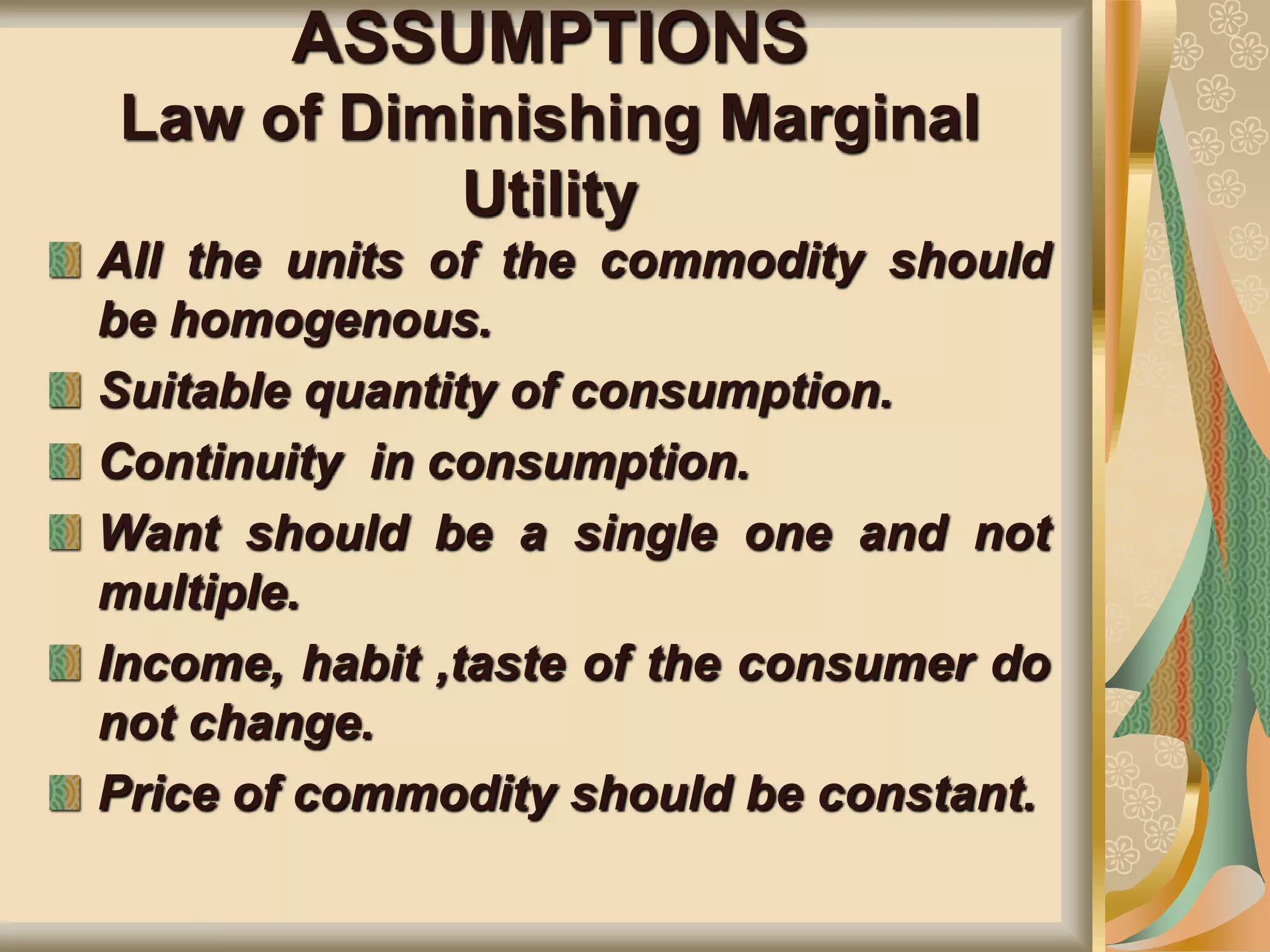 Law of diminishing marginal utility | PPT
