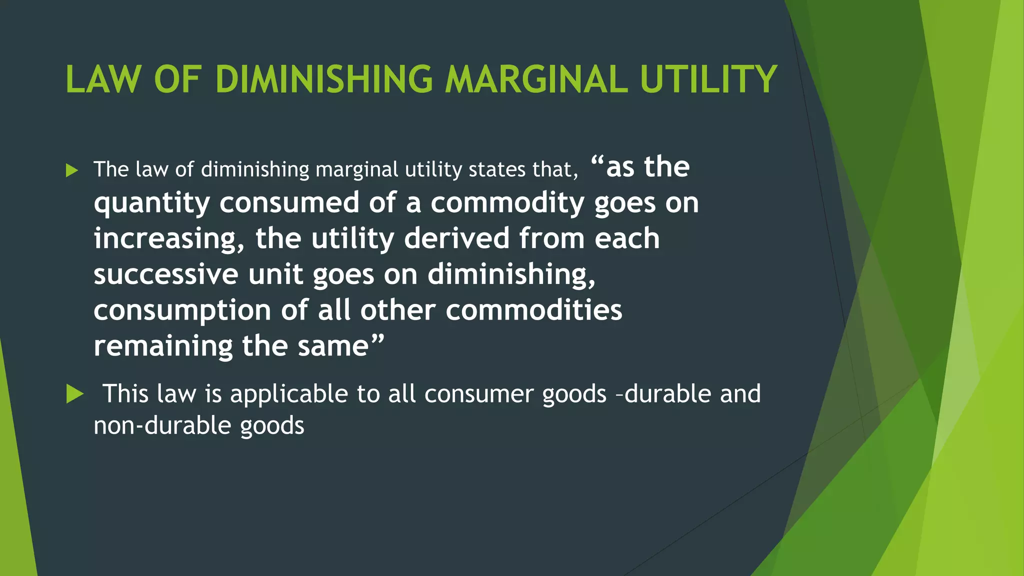 Law of diminshing marginal utility | PPTX