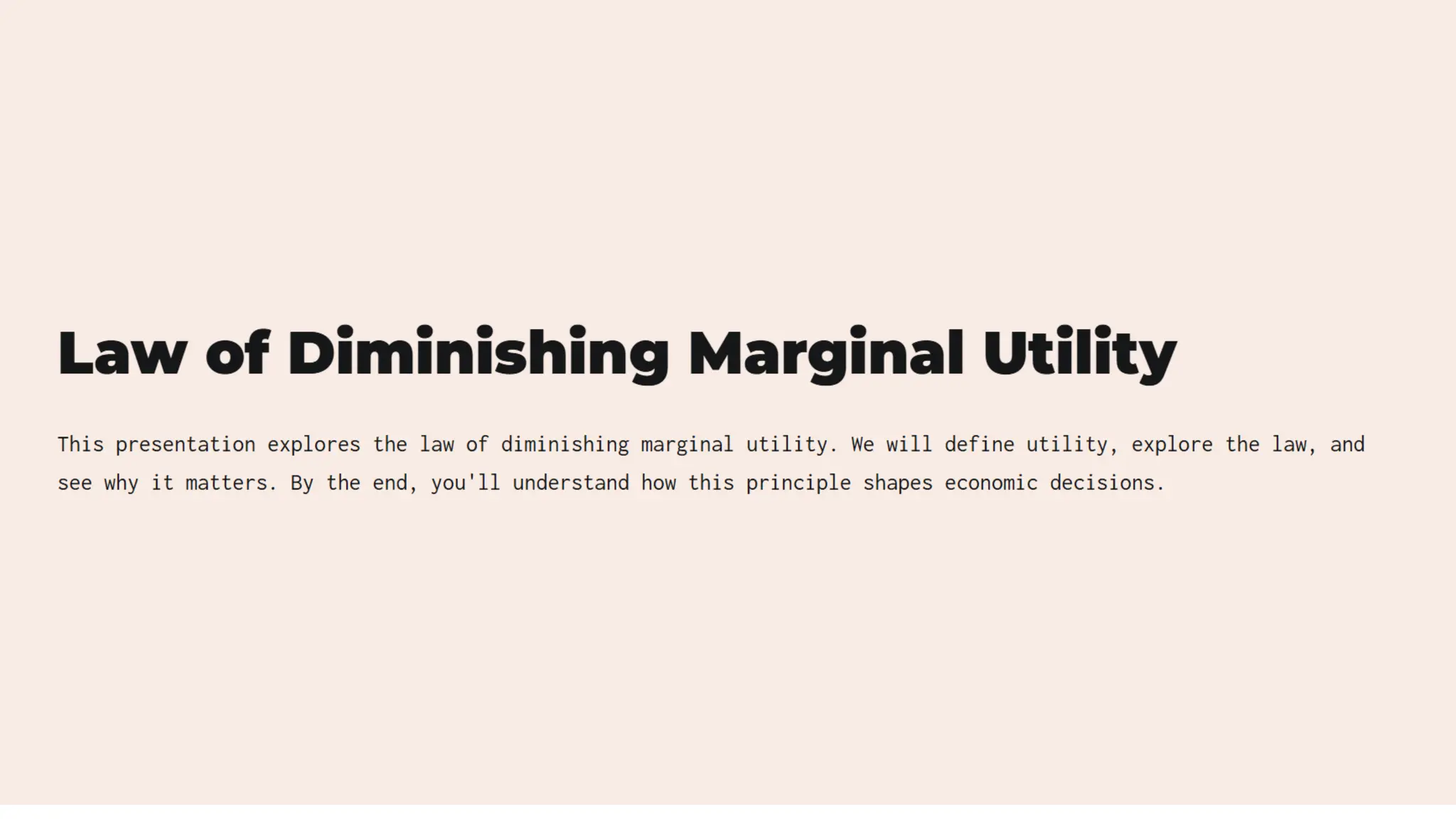 Law of Diminishing Marginal Utility: Concept, Applications, and Economic Implications | PPTX