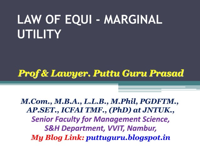 Law of equi marginal utility gp | PPTX | Government Support and Welfare ...