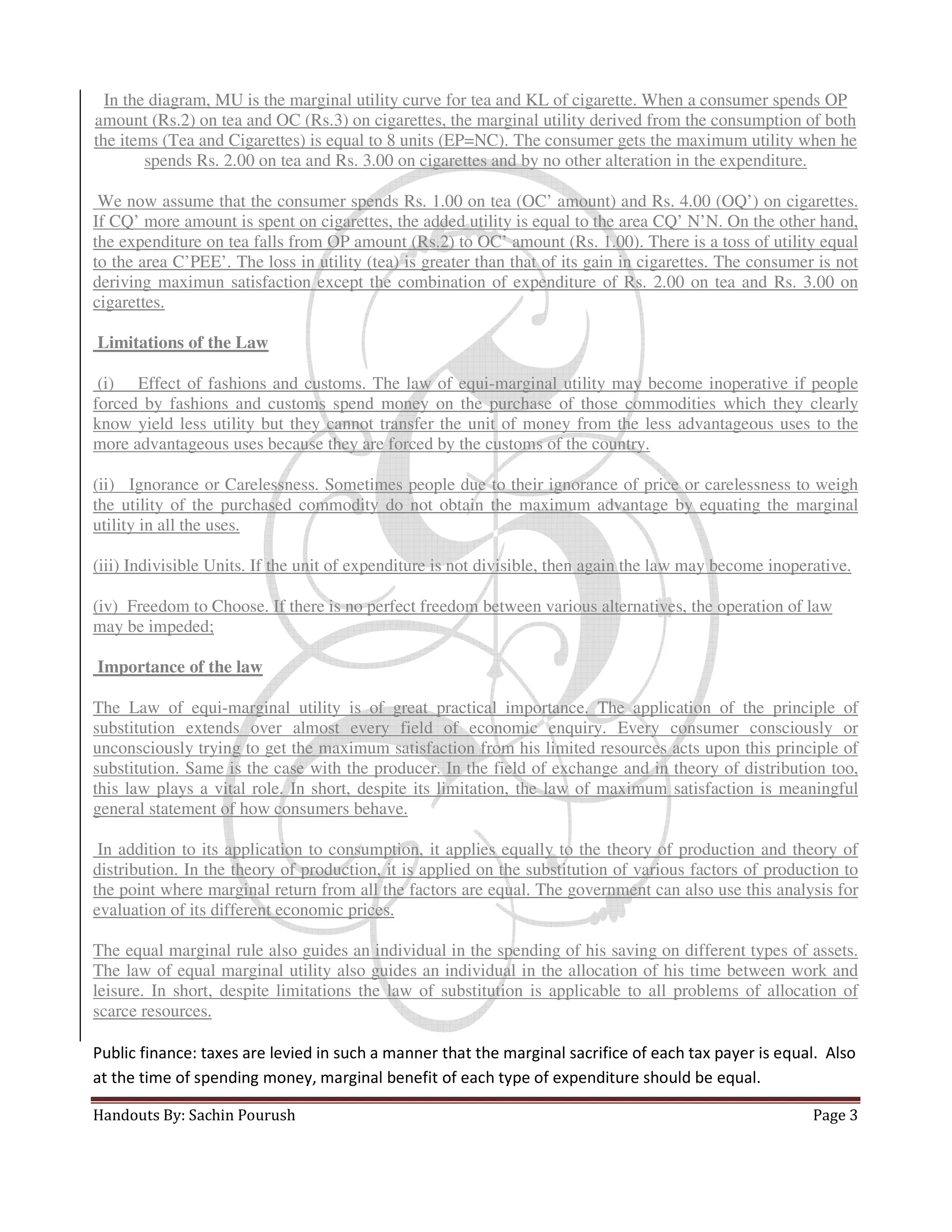 Law of equimarginal utility | PDF