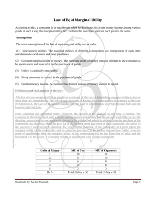 Law of equimarginal utility | PDF