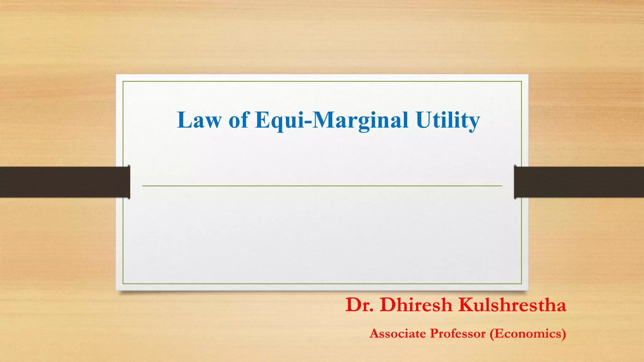 Law of equi marginal utility | PDF