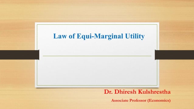 Law of equi marginal utility | PDF | Business | Business and Finance