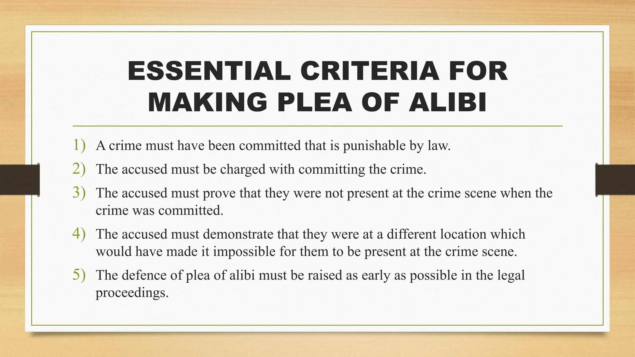LAW OF EVIDENCE. PLEA OF ALIBI UNDER EVIDENCE LAW | PPTX