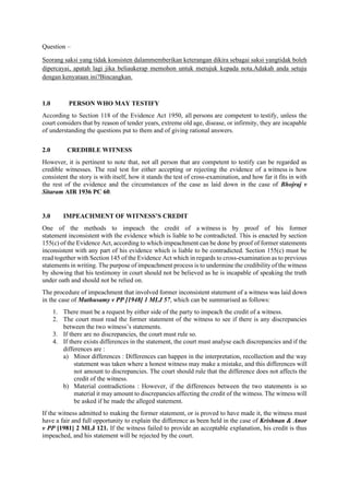 LAW OF EVIDENCE - TUTORIAL QUESTION AND ANSWER | PDF