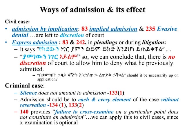 Ethiopian Law of Evidence Lecture Notes ppt | PPTX | Law