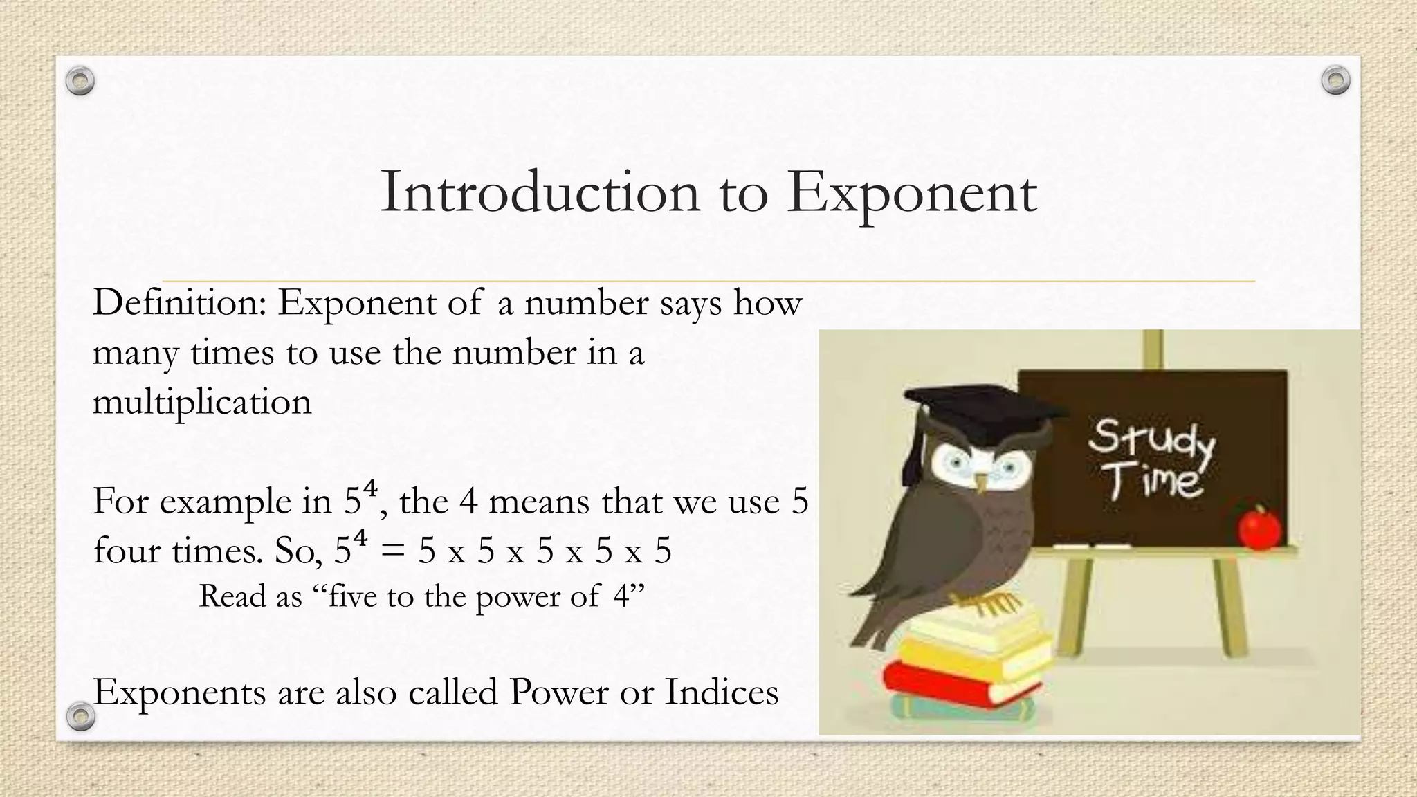 Law of exponent Lecture Slide | PPTX