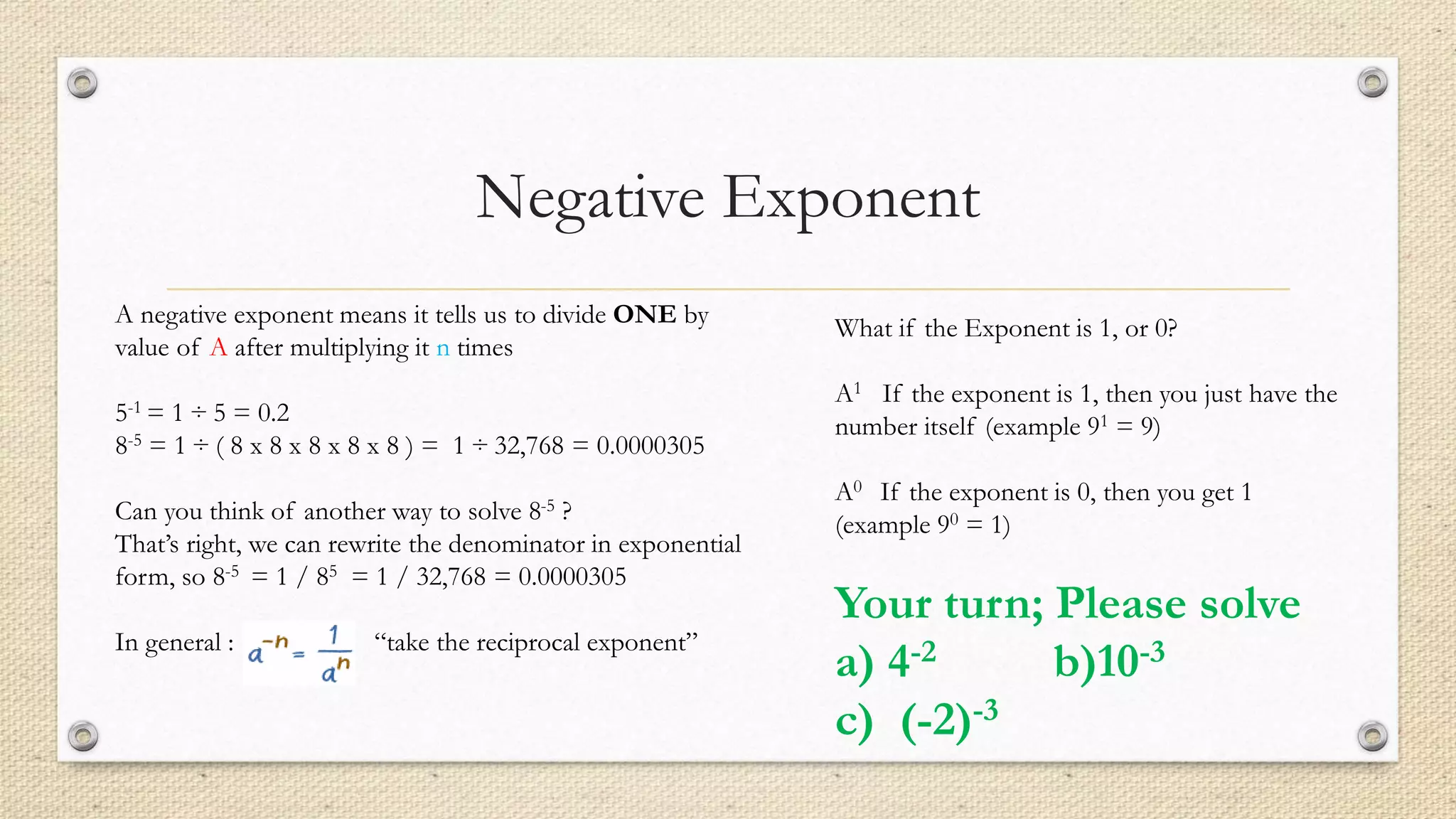 Law of exponent Lecture Slide | PPTX