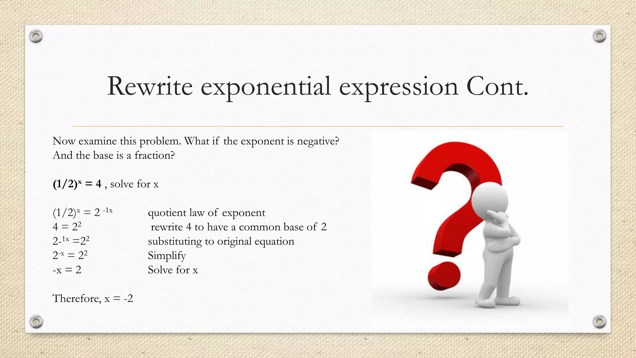 Law of exponent Lecture Slide | PPTX