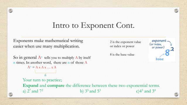 Law of exponent Lecture Slide | PPTX | Physics | Science