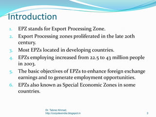 Law of export processing zones | PPTX | Logistics | Business
