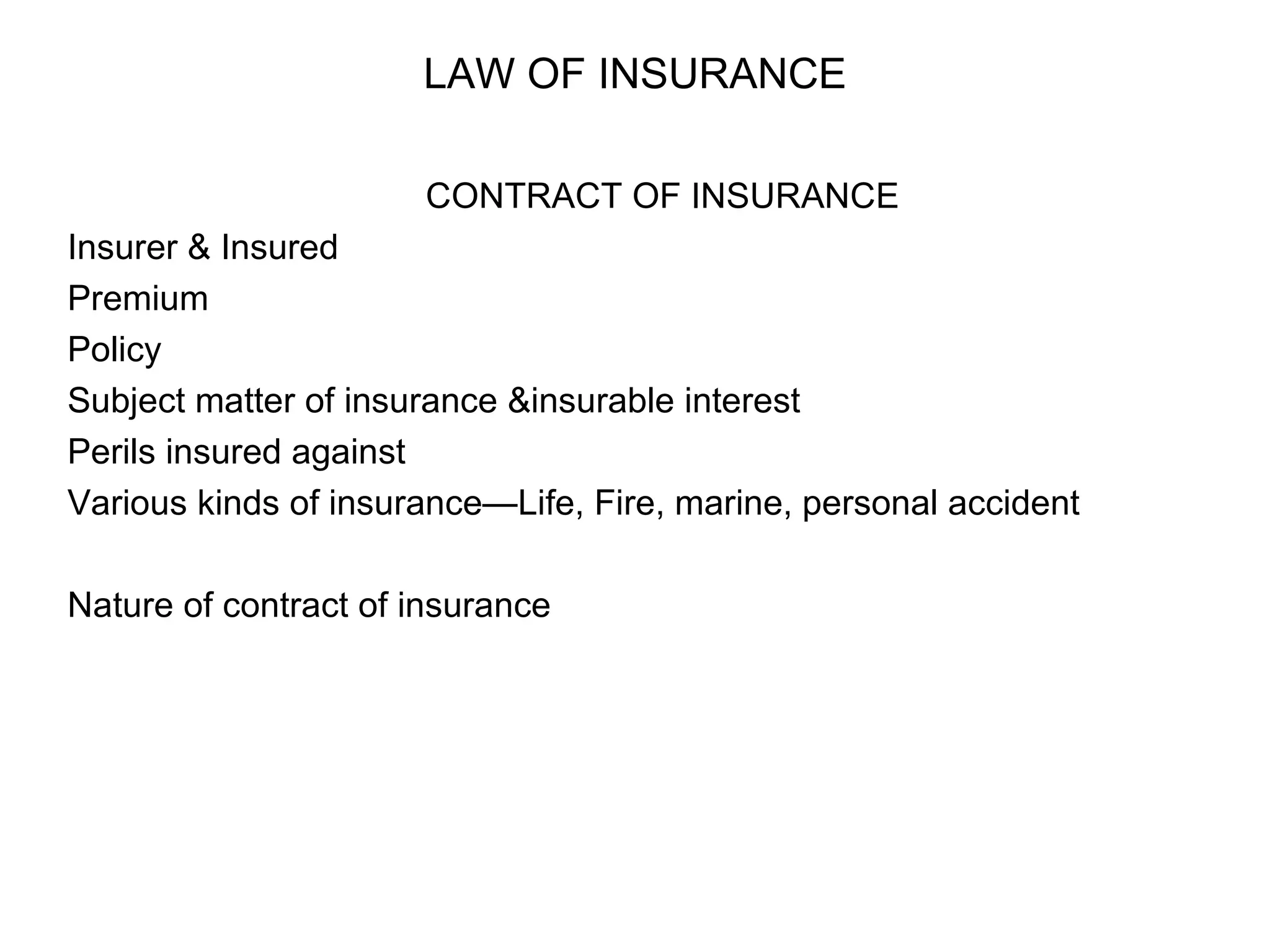 Law of insurance | PPT