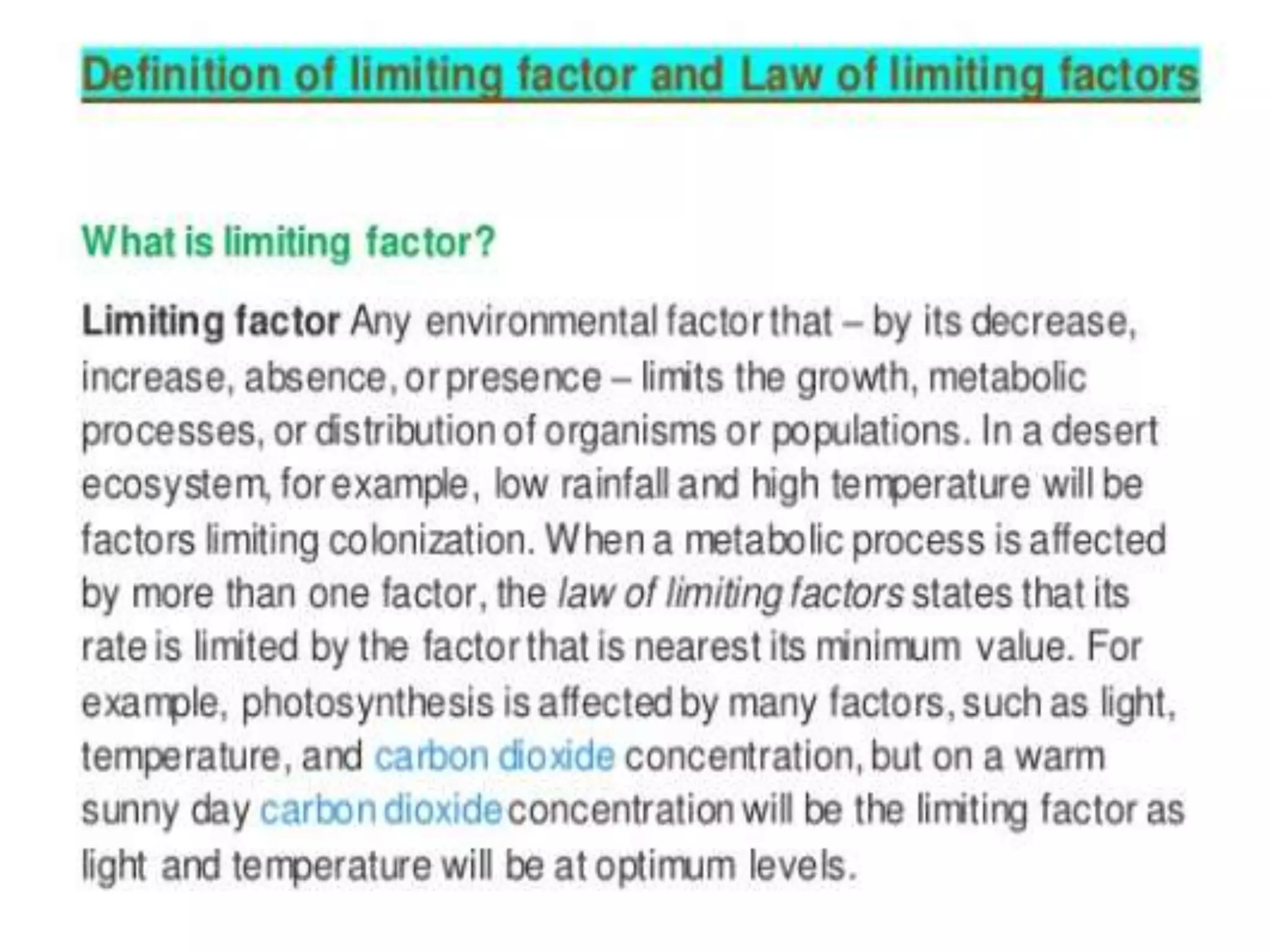 Law of limiting factors | PPTX