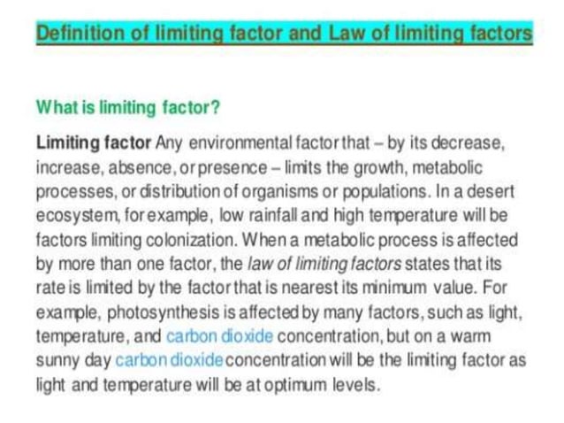 Law of limiting factors | PPTX