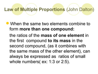 Law of multiple proportions and law of definite proportions | PPT ...
