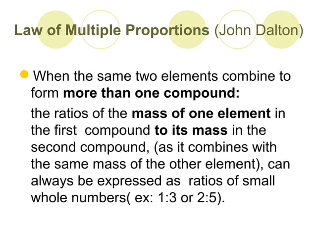 Law of multiple proportions and law of definite proportions | PPT ...