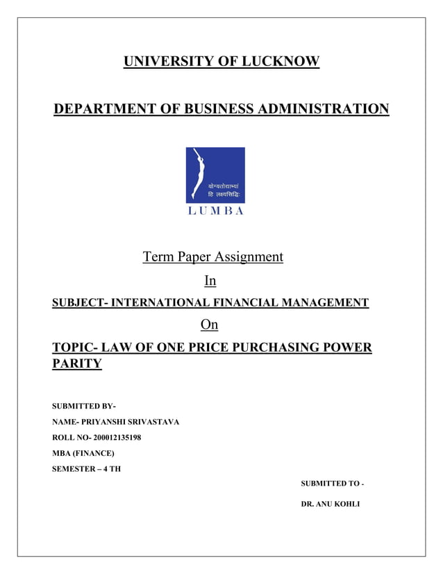 Law of one price (PPP) IFM PRIYANSHI.pdf | Currencies | Economy