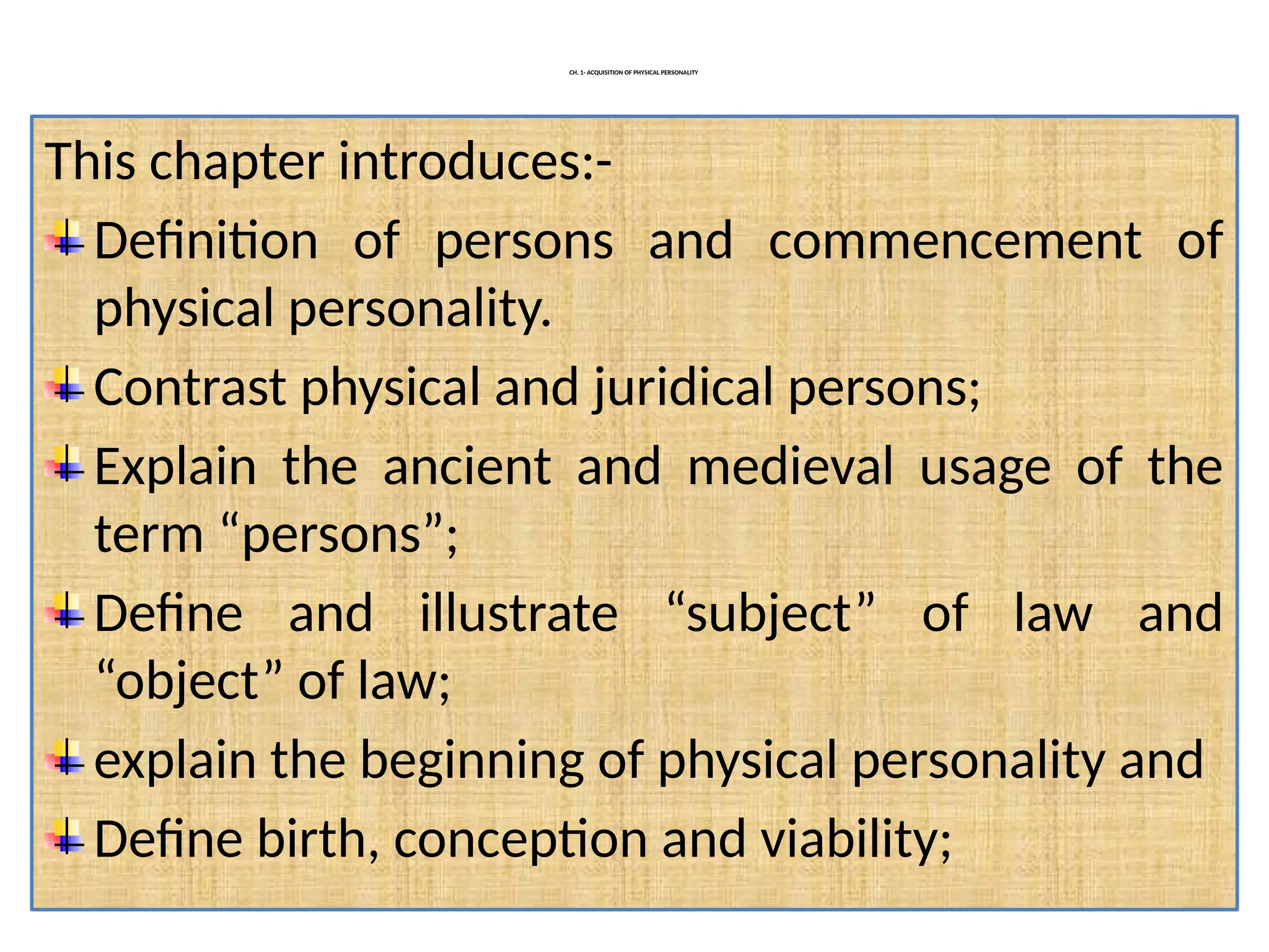 law of person ppt modified.pptxl law of person is on of private law coureses thought in ...