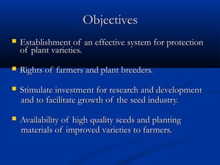 Law Of Protection Of Plant Varieties And Farmers Rightsin India | PPT