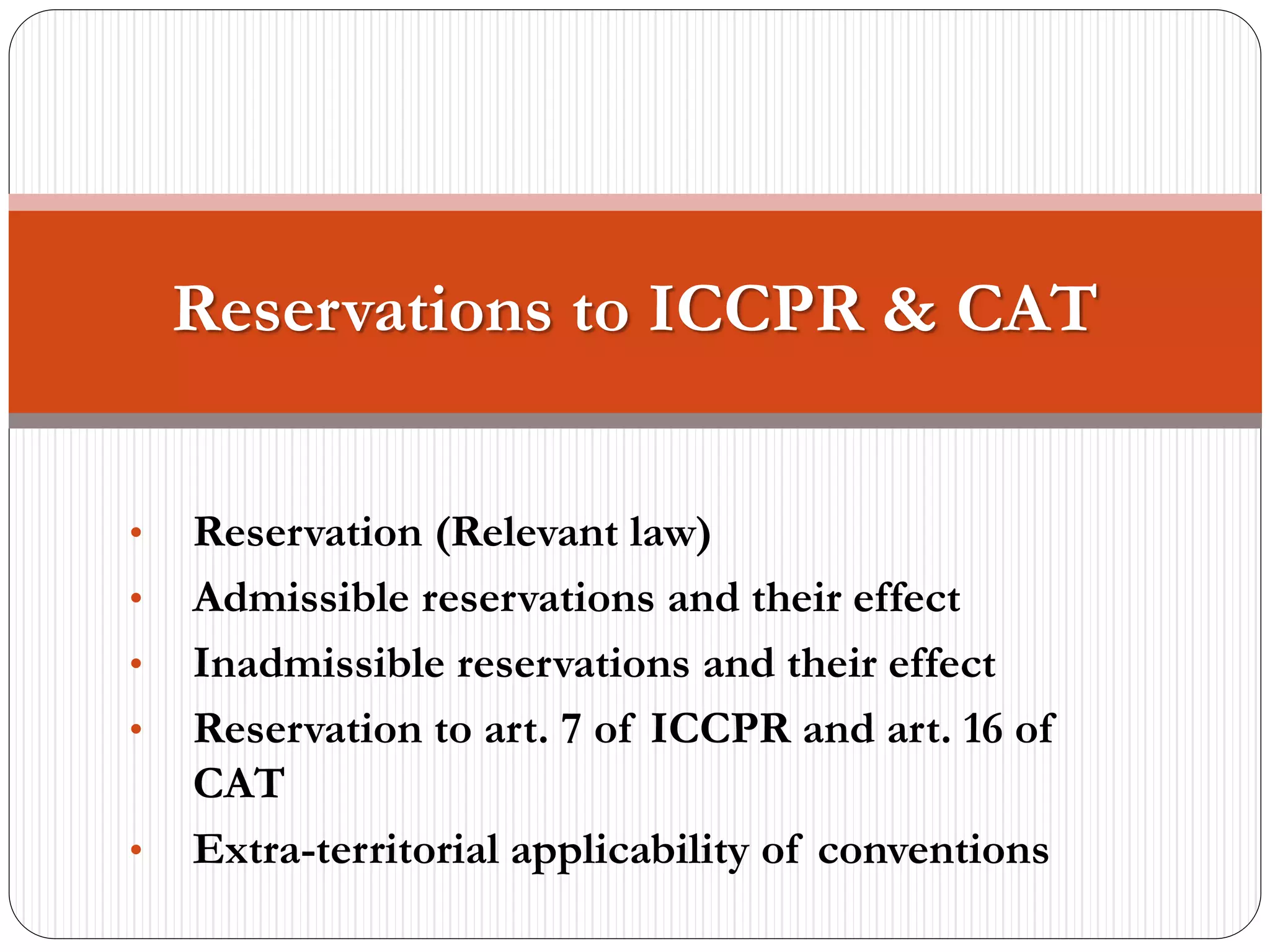 Law of reservations under international law | PPTX