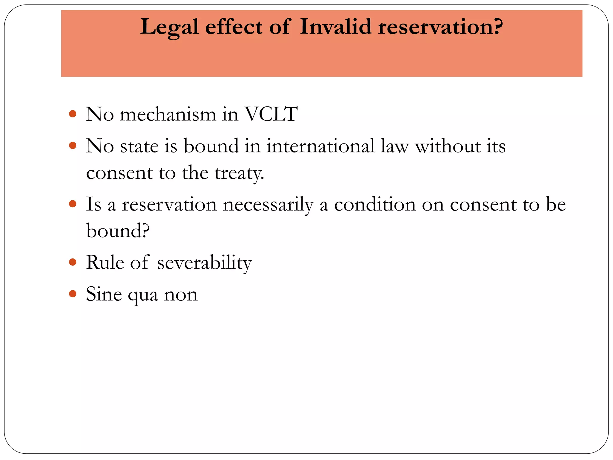 Law of reservations under international law | PPTX