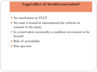 Law of reservations under international law | PPTX